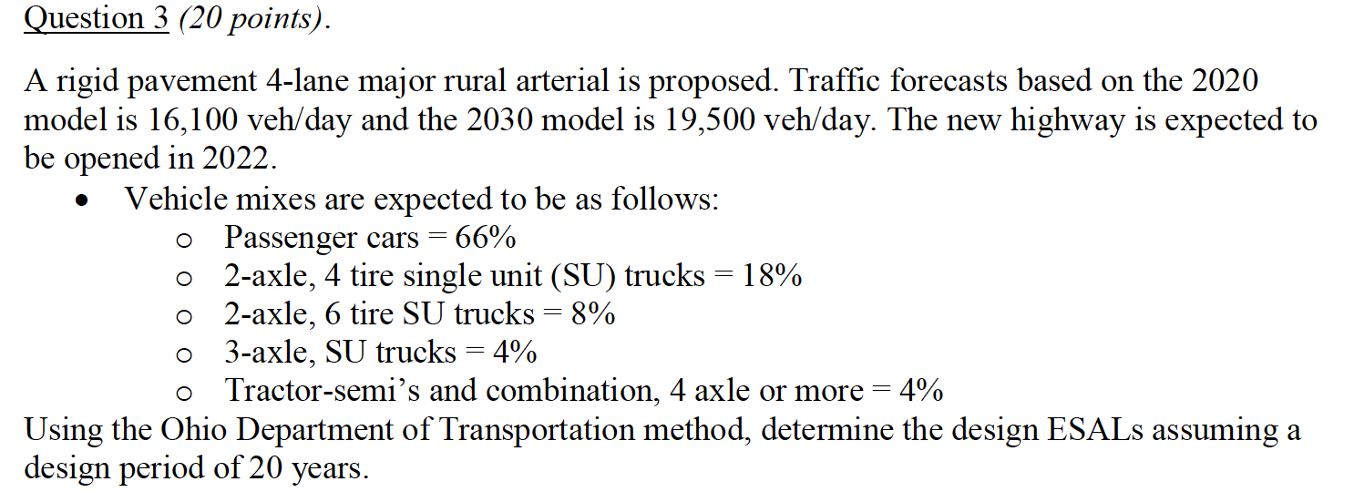 Solved A rigid pavement 4-lane major rural arterial is | Chegg.com