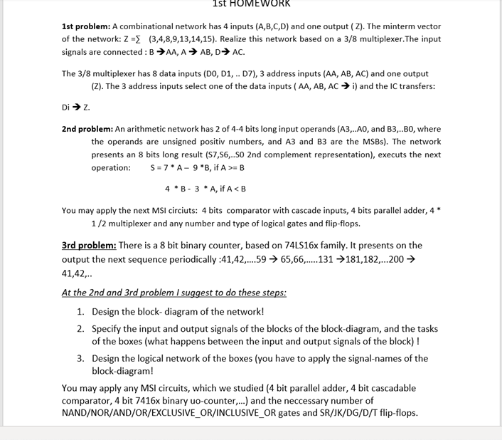 Solved 2)An arithmetic network has 2 of 4-4 bits long input | Chegg.com
