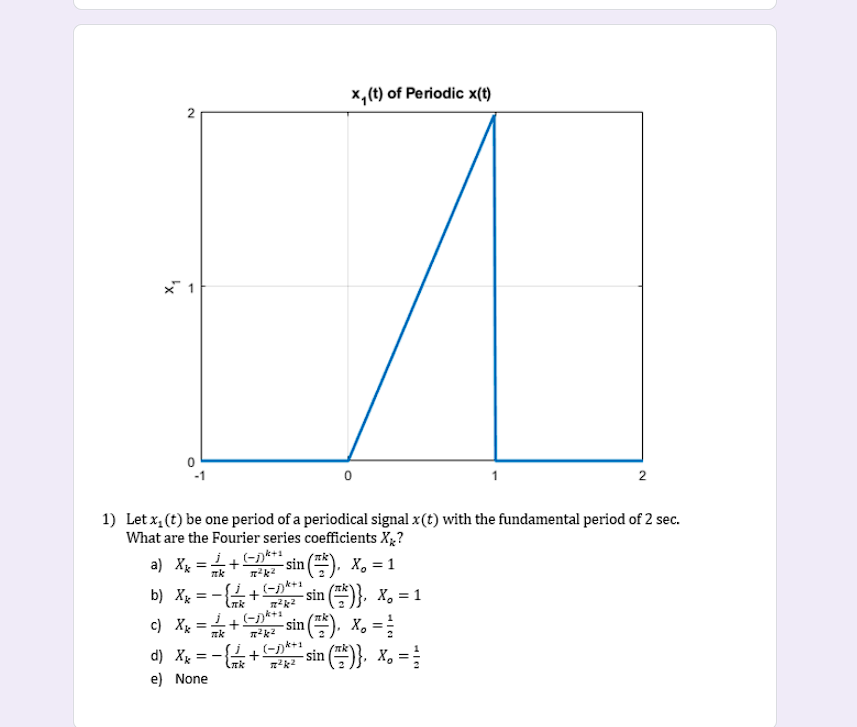 Solved 1) Let x1(t) be one period of a periodical signal | Chegg.com