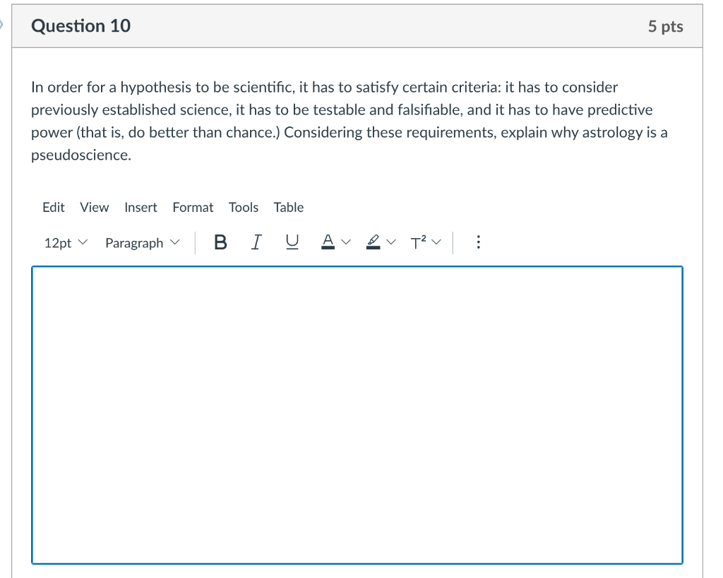 Solved Question 10 5 pts In order for a hypothesis to be | Chegg.com