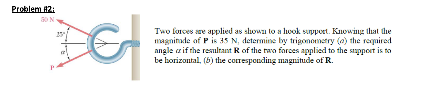 Solved Two forces are applied as shown to a hook support. | Chegg.com