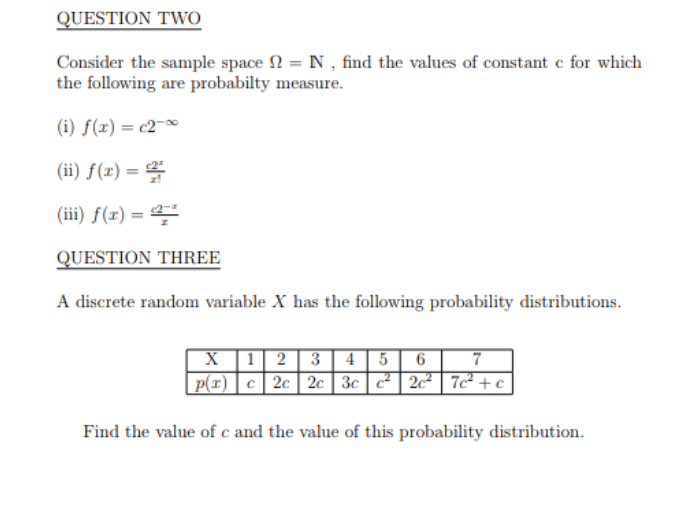 Solved Consider the sample space Ω=N, find the values of | Chegg.com