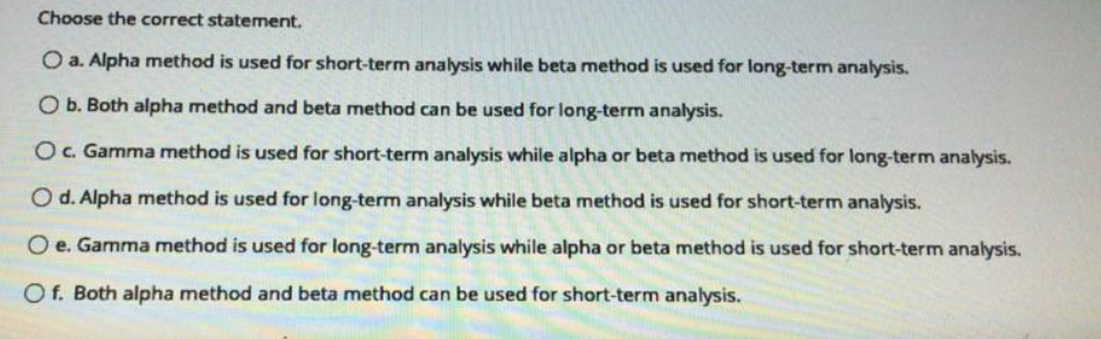Solved Choose the correct statement. a. Alpha method is used | Chegg.com