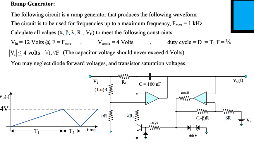 Solved Ramp Generator: The following circuit is a ramp | Chegg.com