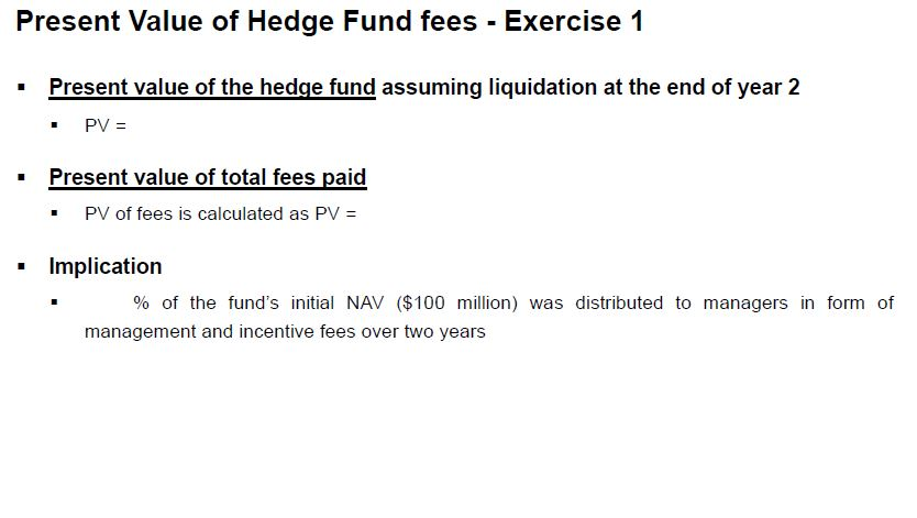 Solved Present Value of Hedge Fund fees Exercise 1 Investors | Chegg.com