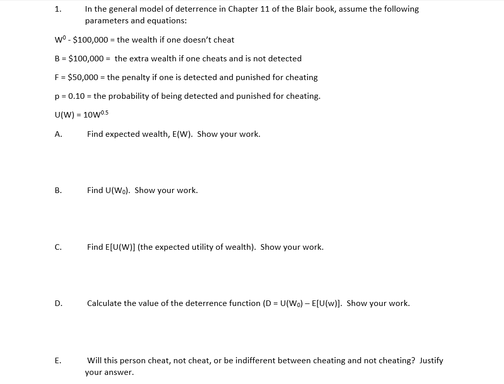1. In the general model of deterrence in Chapter 11 | Chegg.com