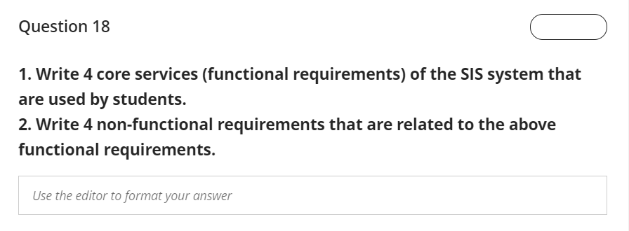 Solved Question 18 1. Write 4 core services (functional | Chegg.com