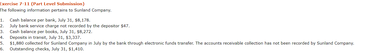 Solved Exercise 7-11 (Part Level Submission) The following | Chegg.com