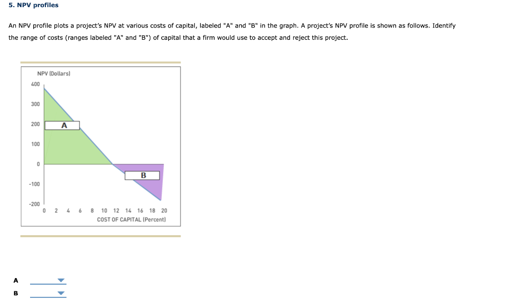 Solved 5. NPV profiles An NPV profile plots a project's NPV | Chegg.com