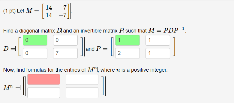 Now, find formulas for the entries of Mn, ﻿where n | Chegg.com