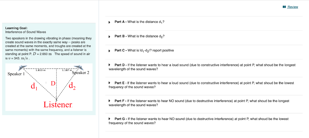 Solved Part A - What is the distance d1 ? Learning Goal: | Chegg.com