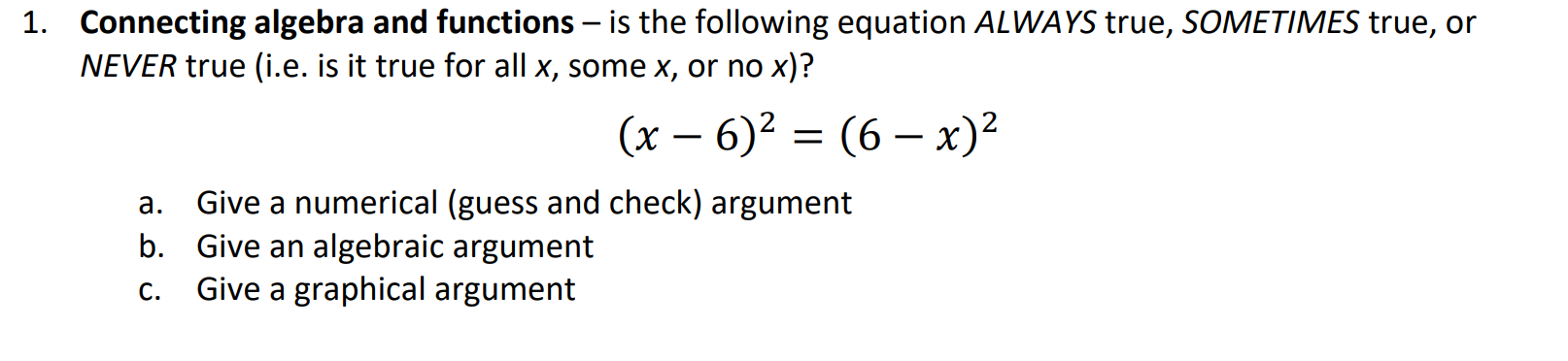 Solved 1. Connecting algebra and functions – is the | Chegg.com