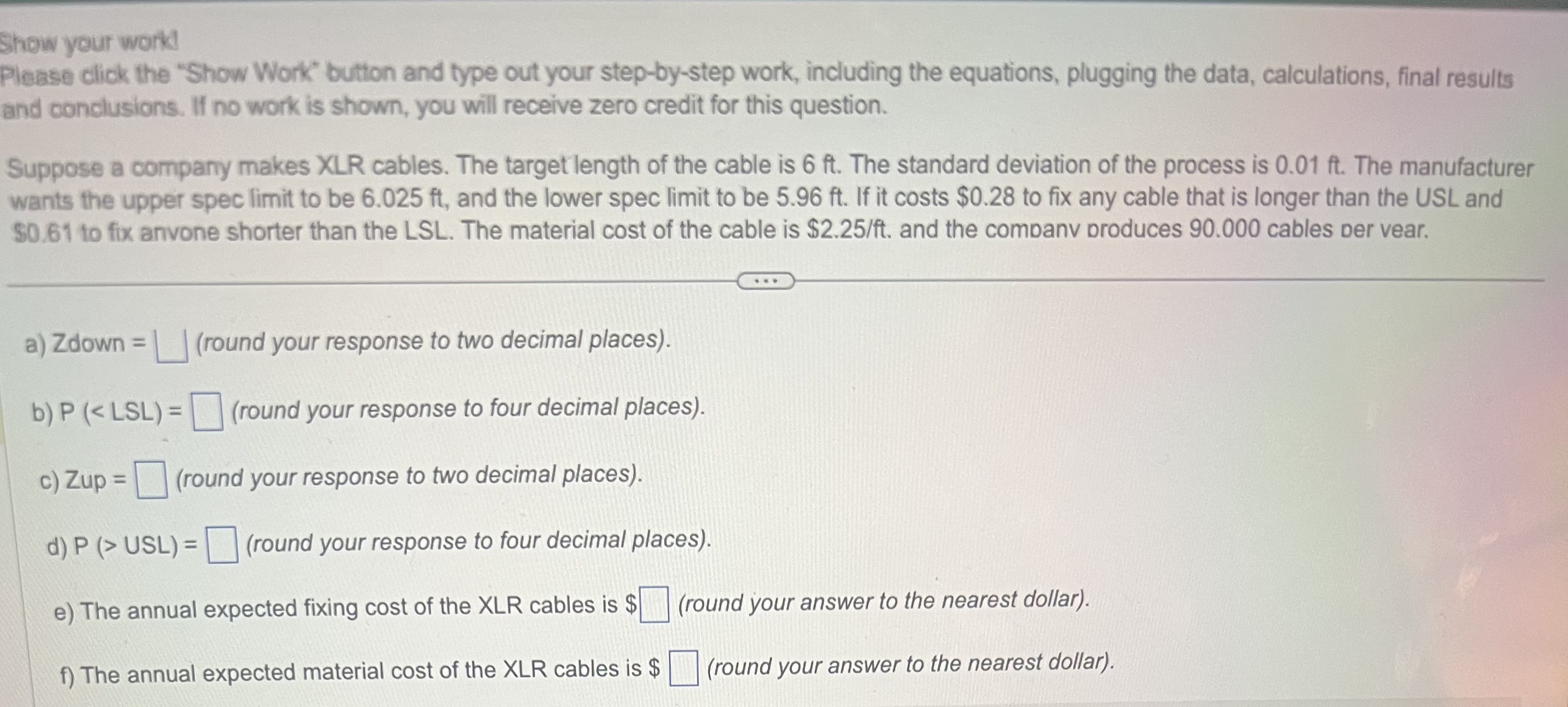 Solved thew your work Please click the "Show Work" button | Chegg.com