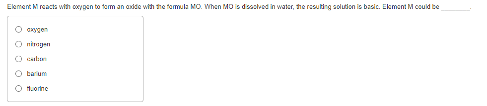 Solved Element M reacts with oxygen to form an oxide with | Chegg.com