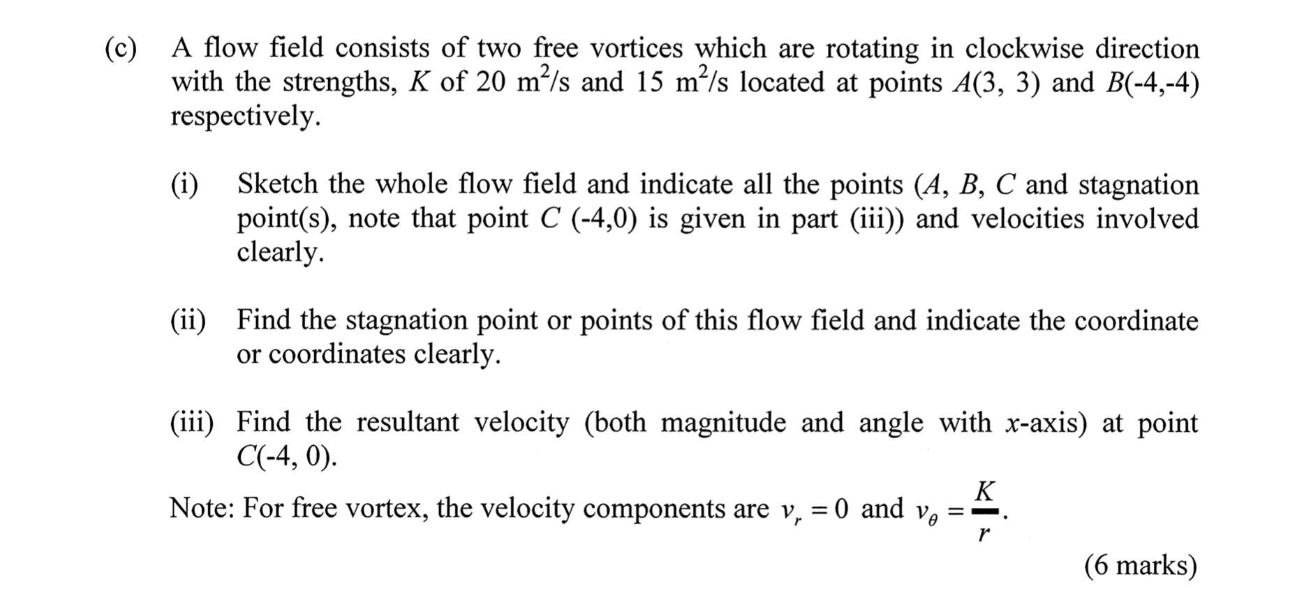 Solved (c) A flow field consists of two free vortices which | Chegg.com