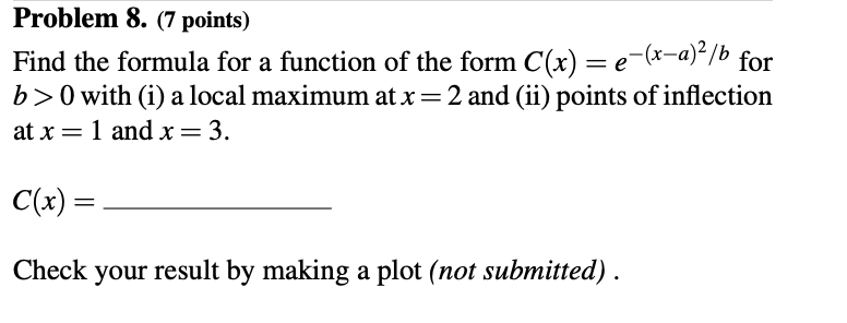Solved Problem 8. (7 points) Find the formula for a function | Chegg.com