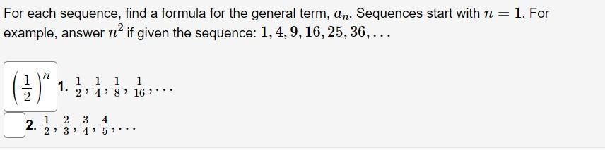 Solved For each sequence, find a formula for the general | Chegg.com