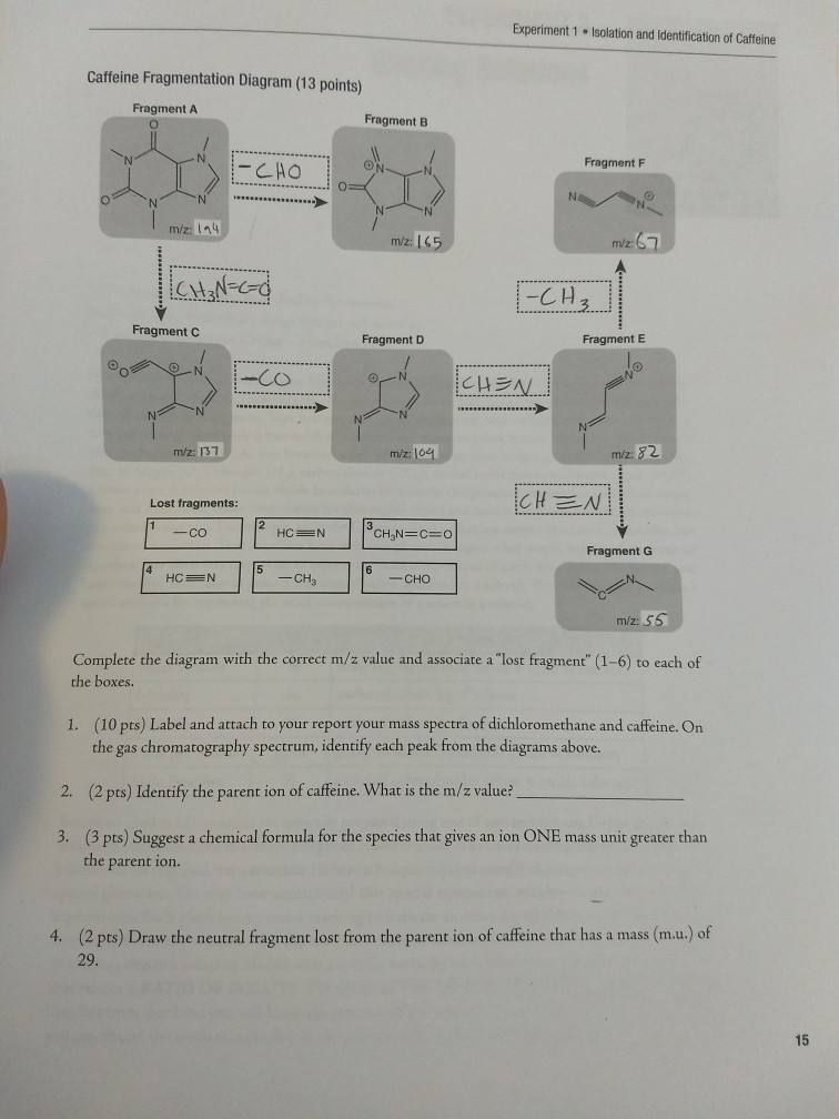 Solved Experiment 1 Isolation and Identification of Caffeine | Chegg.com