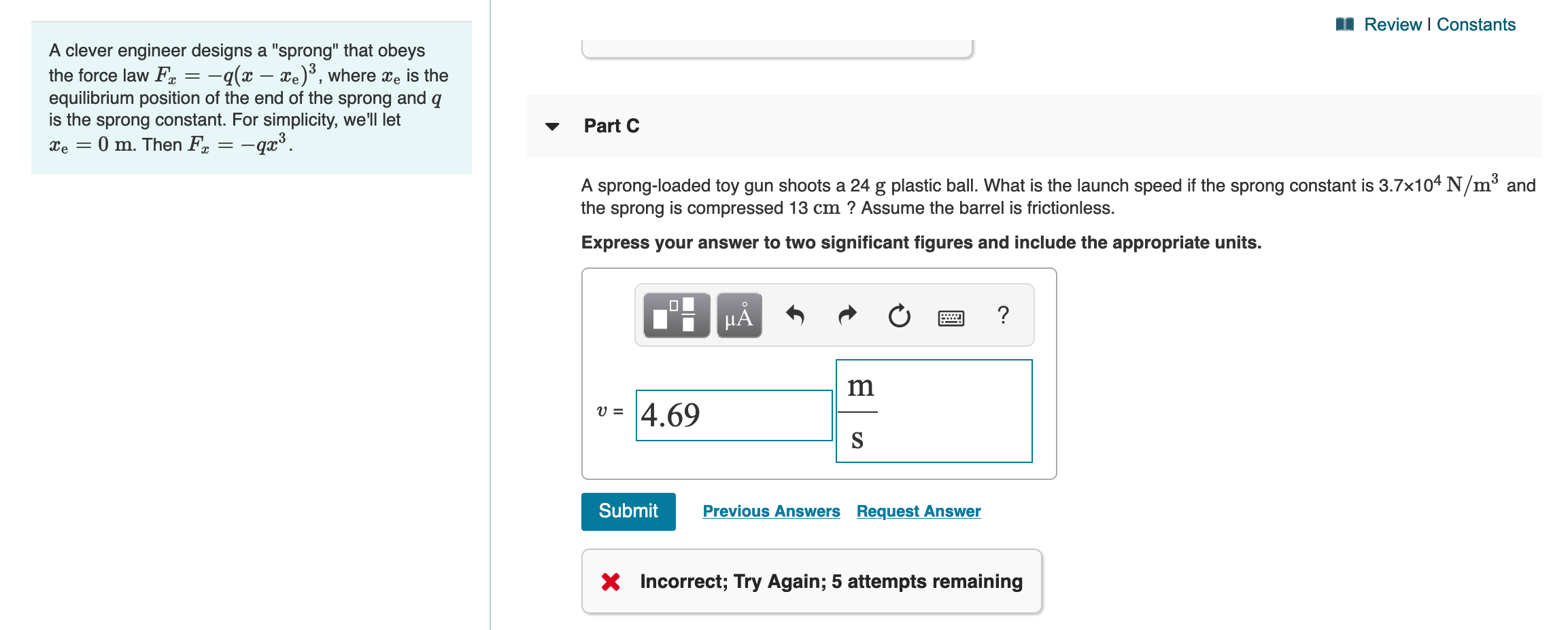 Solved 1 Review Constants A clever engineer designs a | Chegg.com