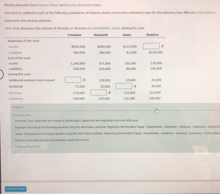 How to Calculate Missing Amounts on Balance Sheet