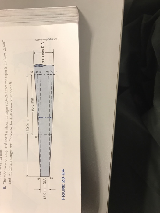 Solved 9. The side view of a tapered shaft is shown in | Chegg.com