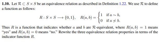 Solved 1.10. ﻿Let RsubS×S ﻿be an equivalence relation as | Chegg.com