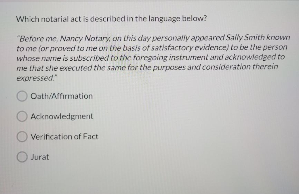 Solved Which notarial act is described in the language | Chegg.com