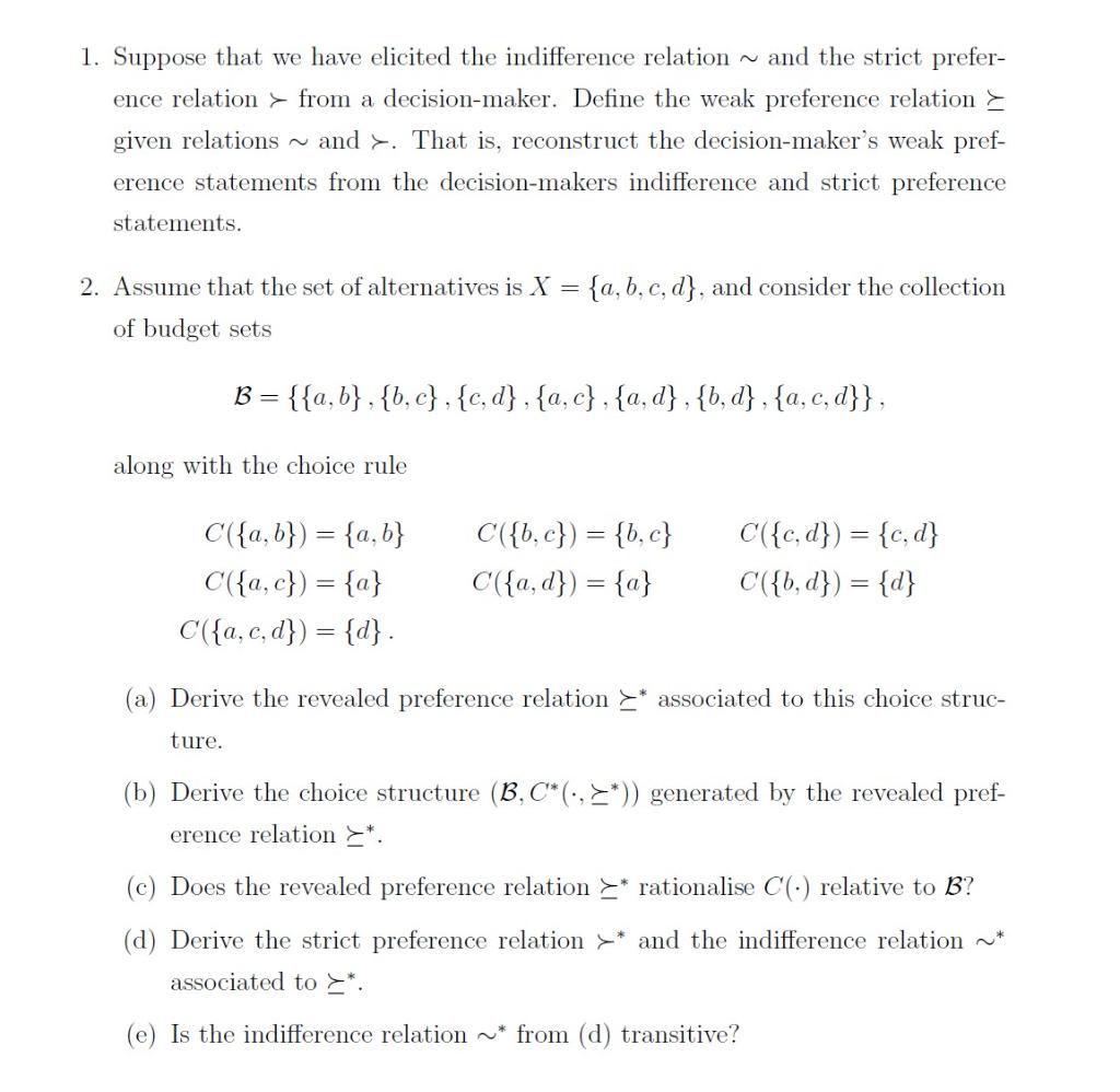 Solved 1. Suppose that we have elicited the indifference | Chegg.com