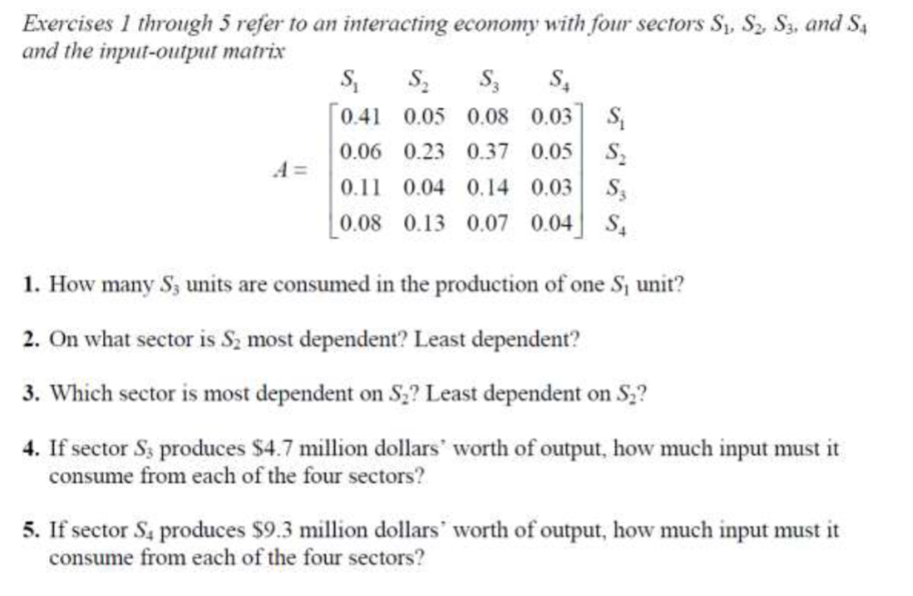Solved Exercises 1 through 5 refer to an interacting economy | Chegg.com