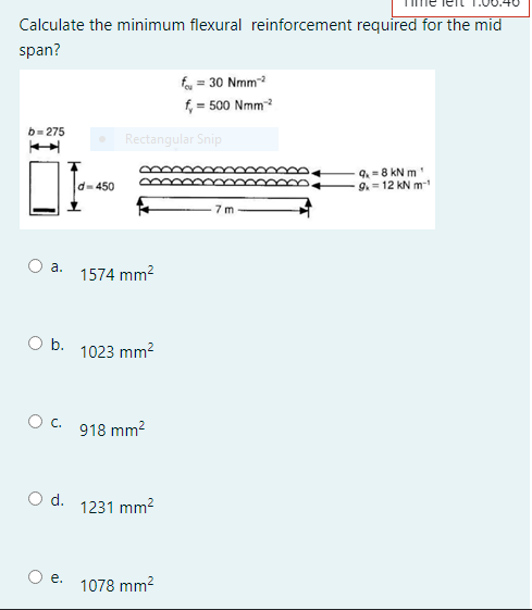 Solved Calculate the minimum flexural reinforcement required | Chegg.com