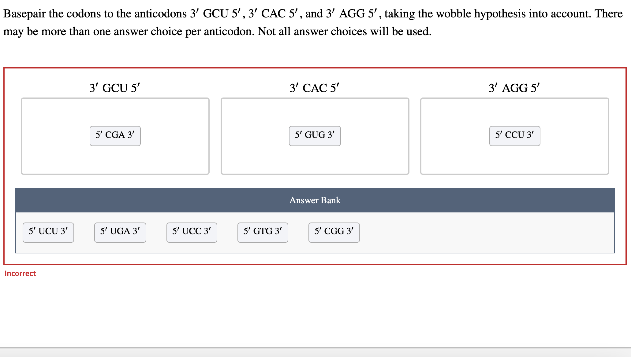 Solved Basepair the codons to the anticodons | Chegg.com