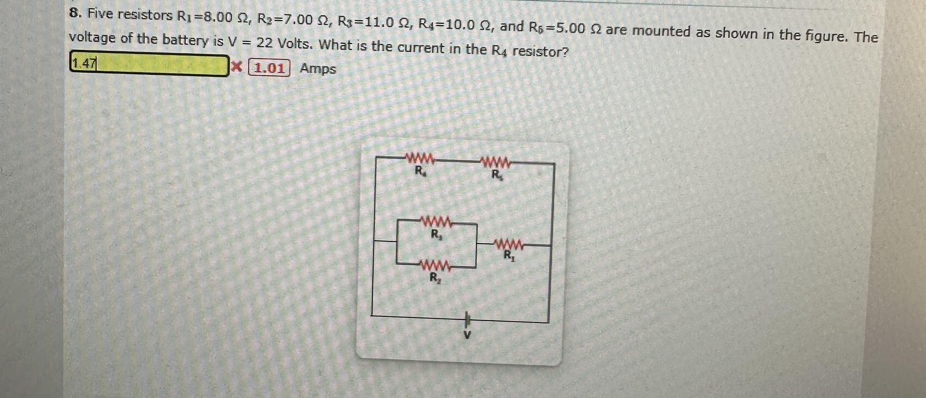 Solved Five resistors R1=8.00Ω,R2=7.00Ω,R3=11.0Ω,R4=10.0Ω, | Chegg.com