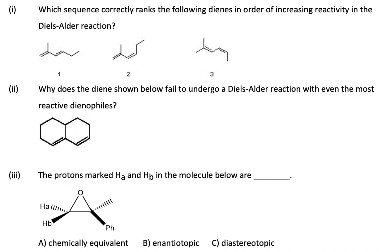 Solved (i) Which sequence correctly ranks the following | Chegg.com