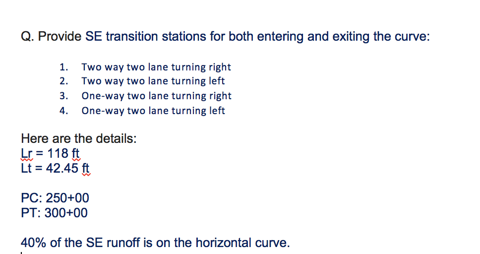 Solved Q. Provide SE transition stations for both entering | Chegg.com