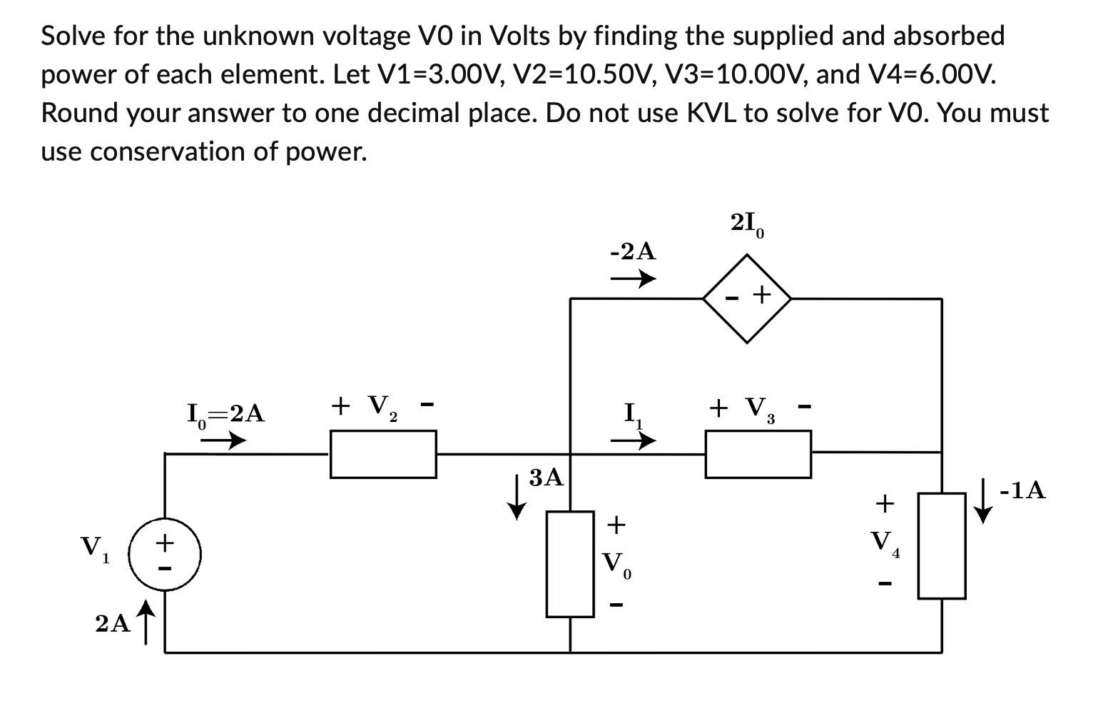 Solved Solve for the unknown voltage V0 ﻿in Volts by finding | Chegg.com