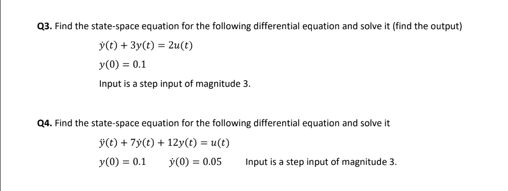 Solved Q3 Find The State Space Equation For The Following