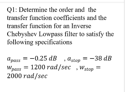 Solved Q1: Determine the order and the transfer function | Chegg.com