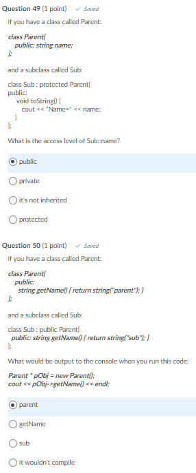 Solved Question 49 (1 point) Saved If you have a class | Chegg.com