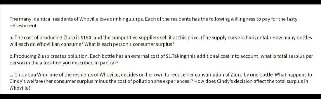 Solved The many identical residents of Whoville love | Chegg.com