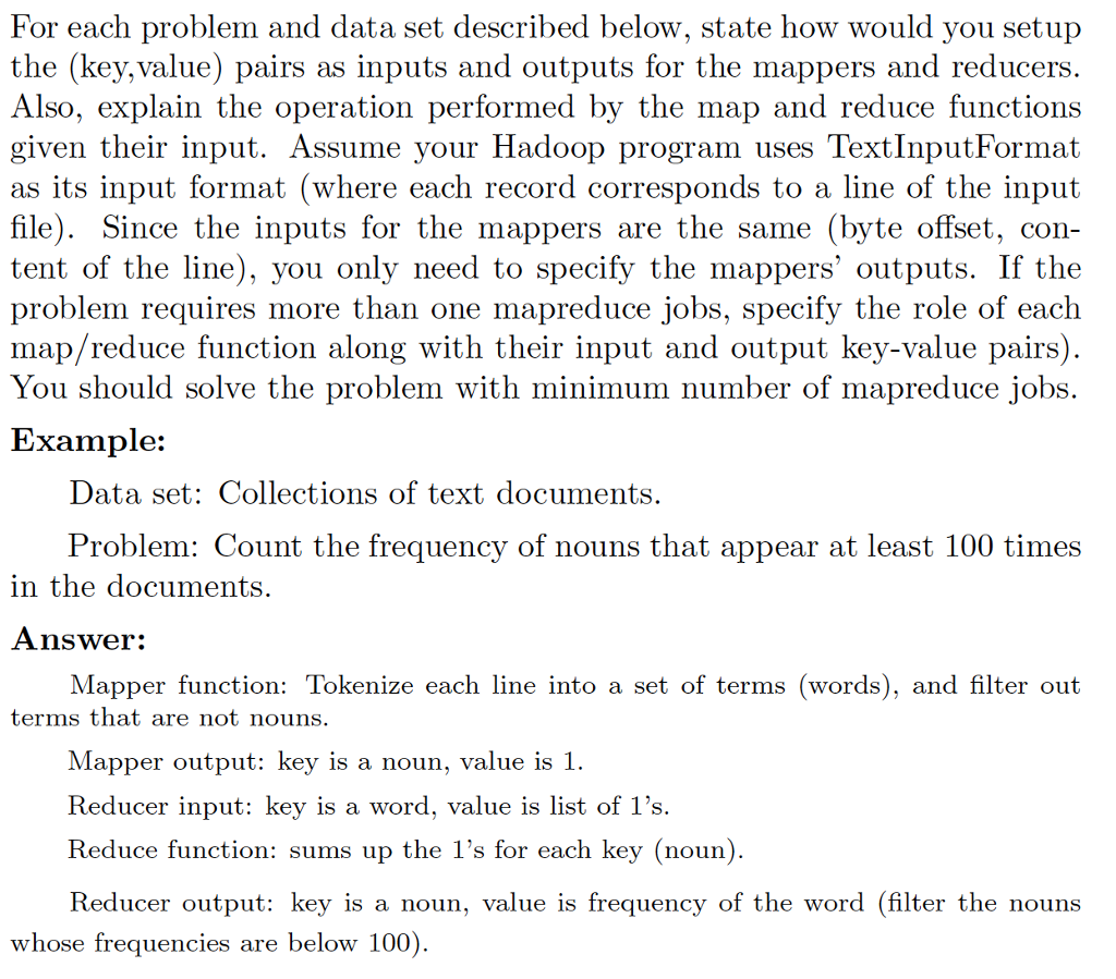 For each problem and data set described below, state | Chegg.com