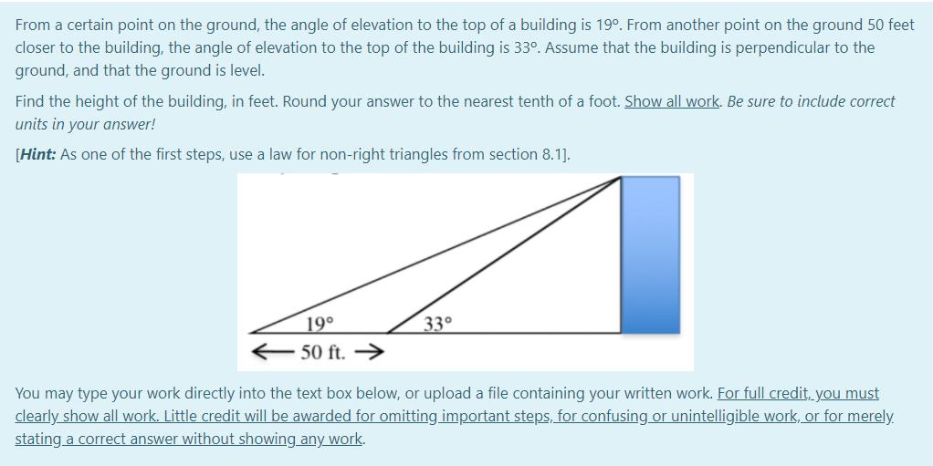 Solved From a certain point on the ground, the angle of | Chegg.com