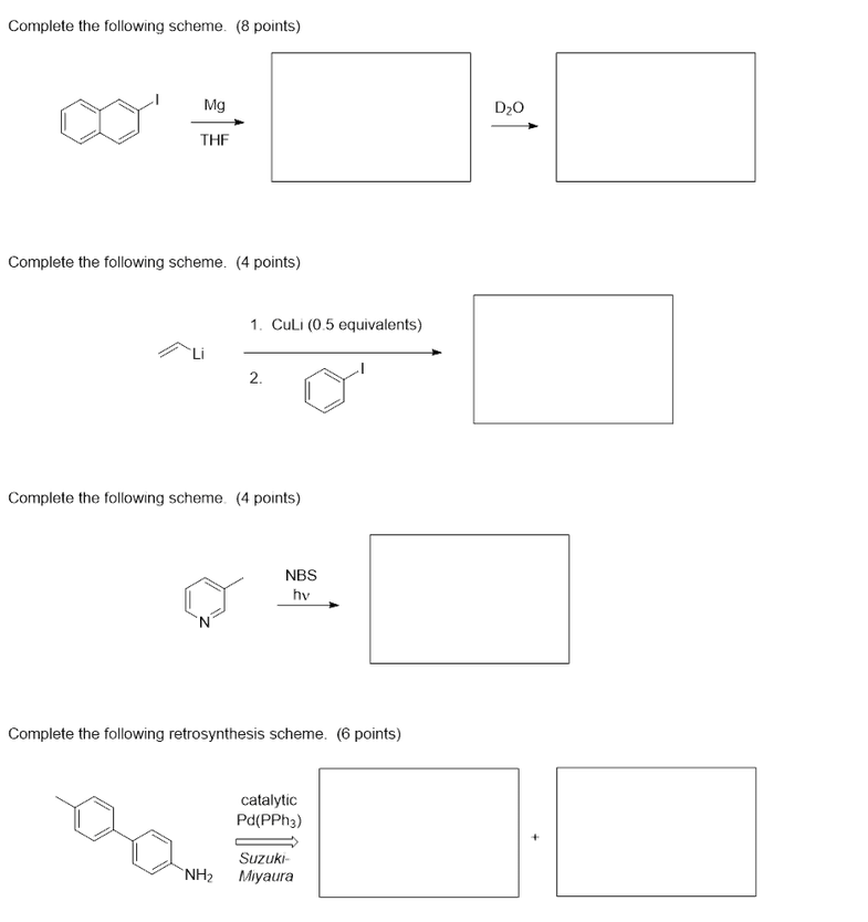 Solved Complete the following scheme. (8 points) Mg D20 THF | Chegg.com