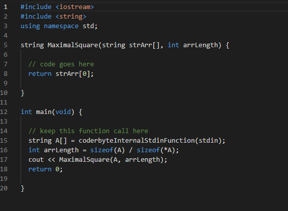 Solved Maximal Square Have the function MaximalSquare | Chegg.com