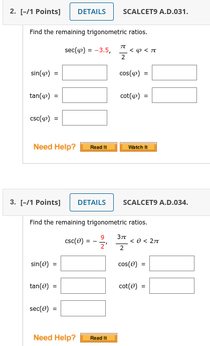 Solved 2. [-/1 Points] DETAILS SCALCET9 A.D.031. Find the | Chegg.com