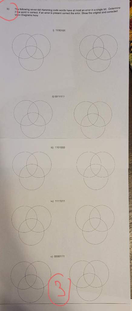 Solved (1) One application of Venn Diagrams is to describe a | Chegg.com