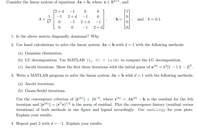 Solved Consider the linear system of equations Ax = b, where | Chegg.com