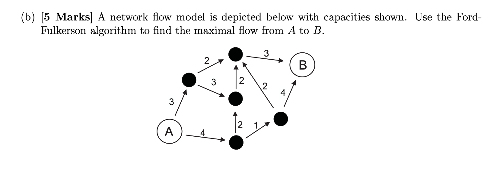 Solved (b) [5 Marks] A network flow model is depicted below | Chegg.com