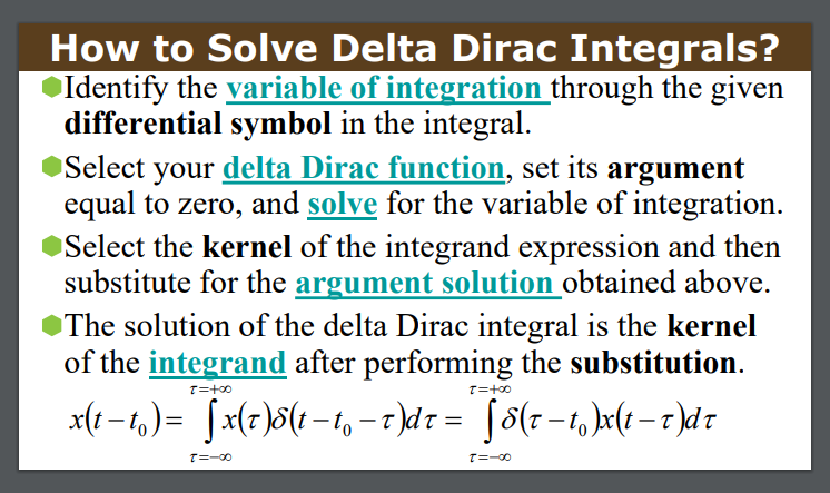 Solved How to Solve Delta Dirac Integrals? Identify the | Chegg.com