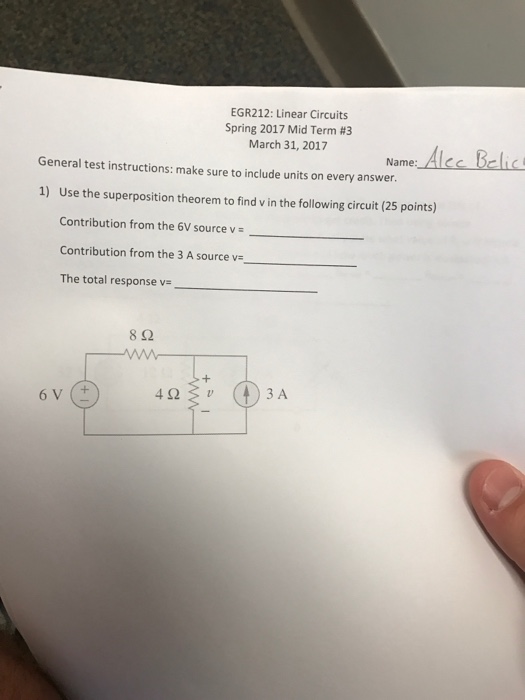 Solved Use The Superposition Theorem To Find V In The