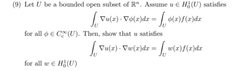 Solved 9) Let U be a bounded open subset of Rn. Assume | Chegg.com